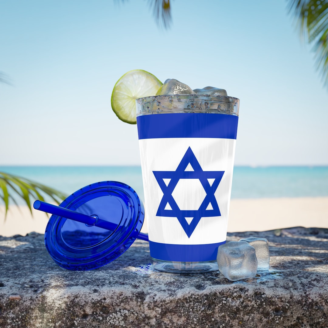 Israel Hot/cold Insulated Tumbler With Straw - 16oz - - Etsy