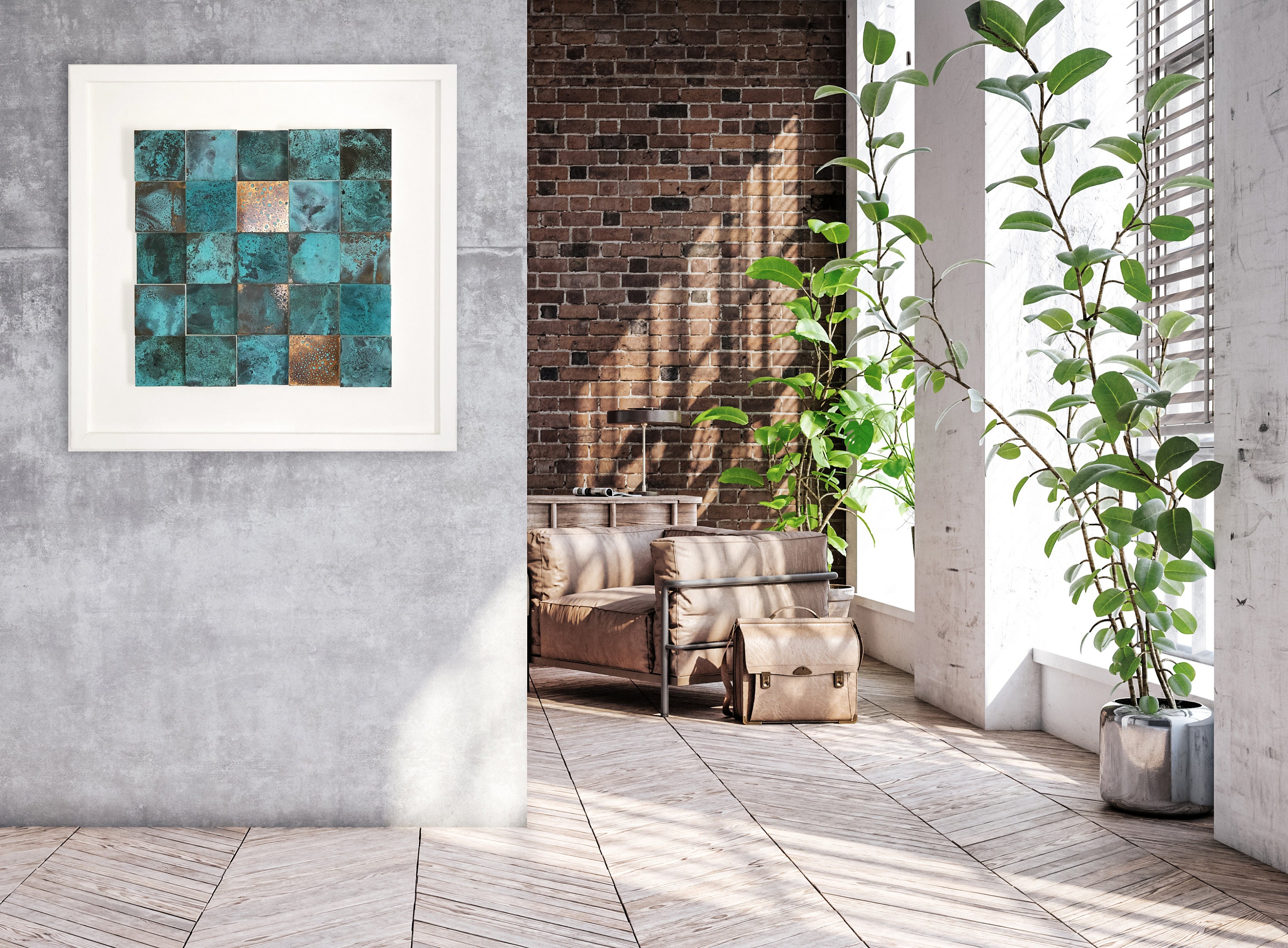Handmade Contemporary Modern Blue Patina Copper Wall Art - Etsy