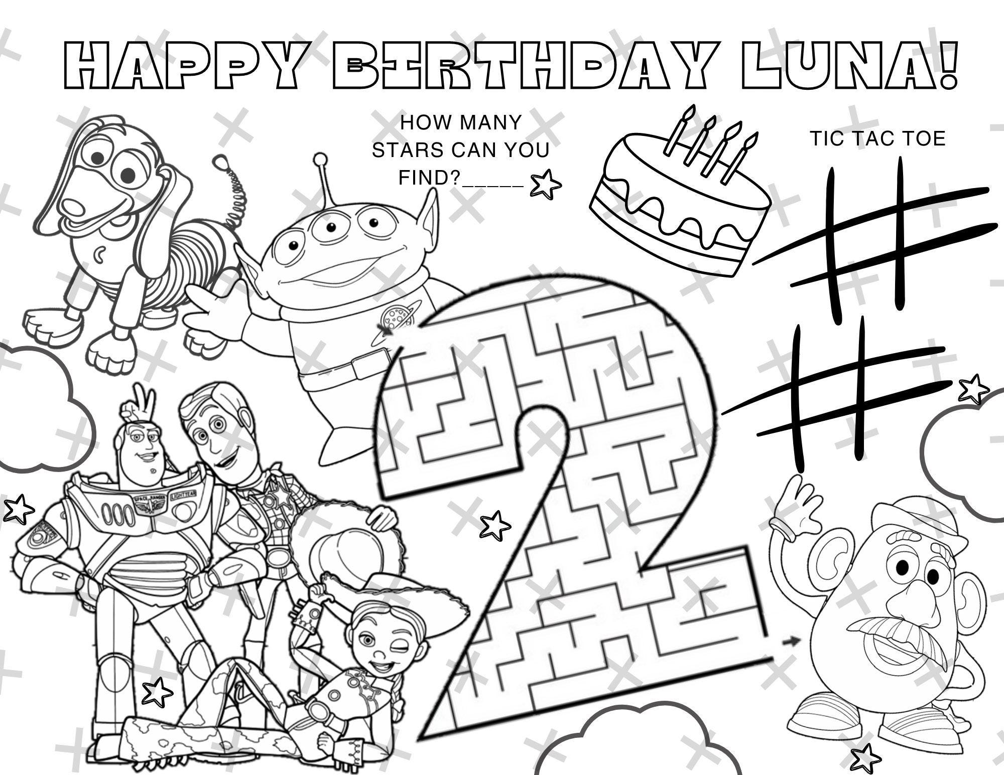 Birthday Coloring Page- Personalized- Toy Story - Toy Story Party - Etsy