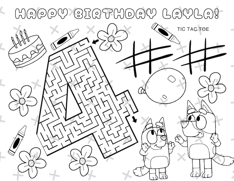 Bluey Birthday Coloring Page- Personalized Name and Age- Bluey Bingo ...