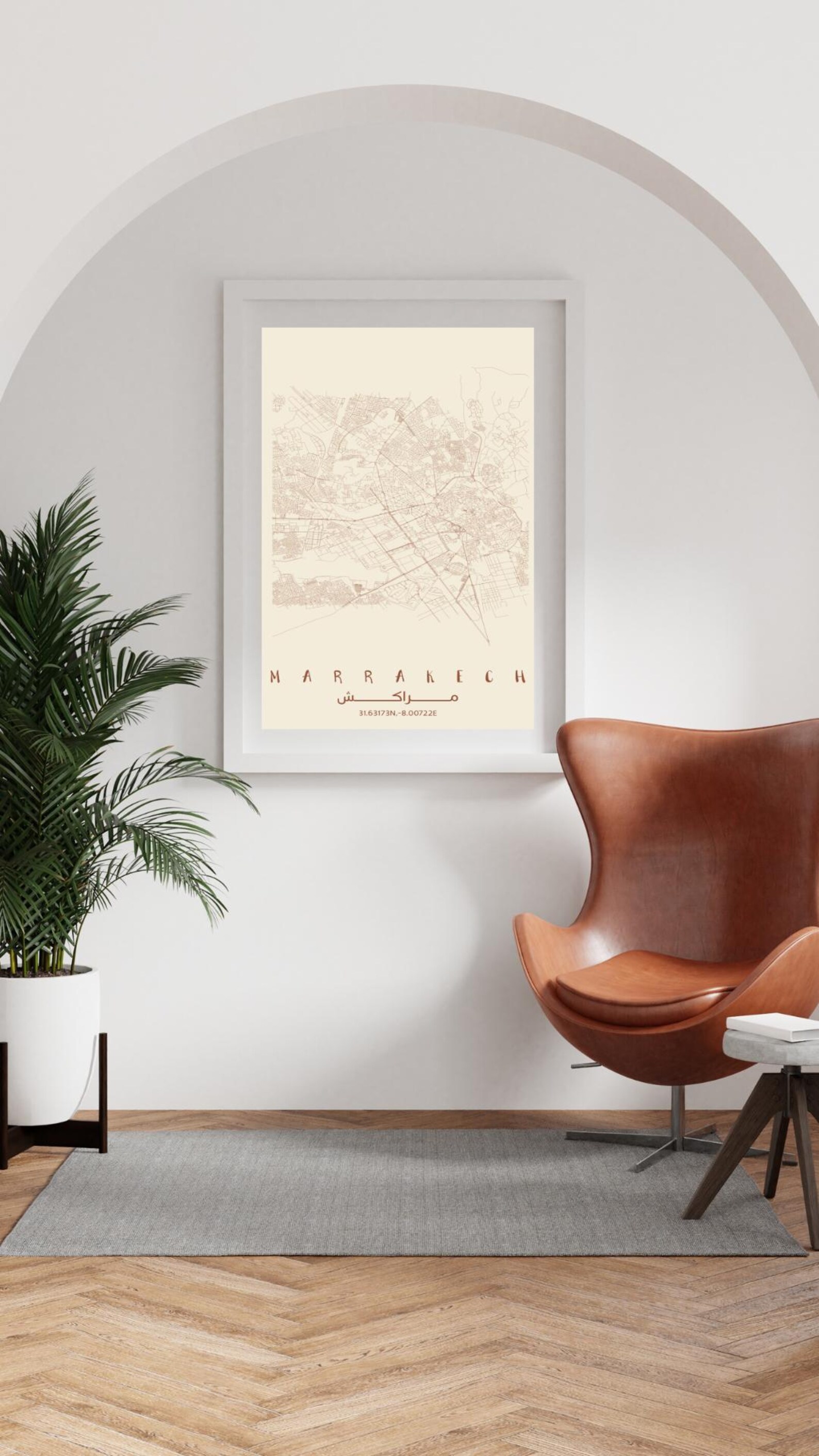 Moroccan City Map Poster Marrakesh, Marrakesh Wall Map, Vintage Maps ...