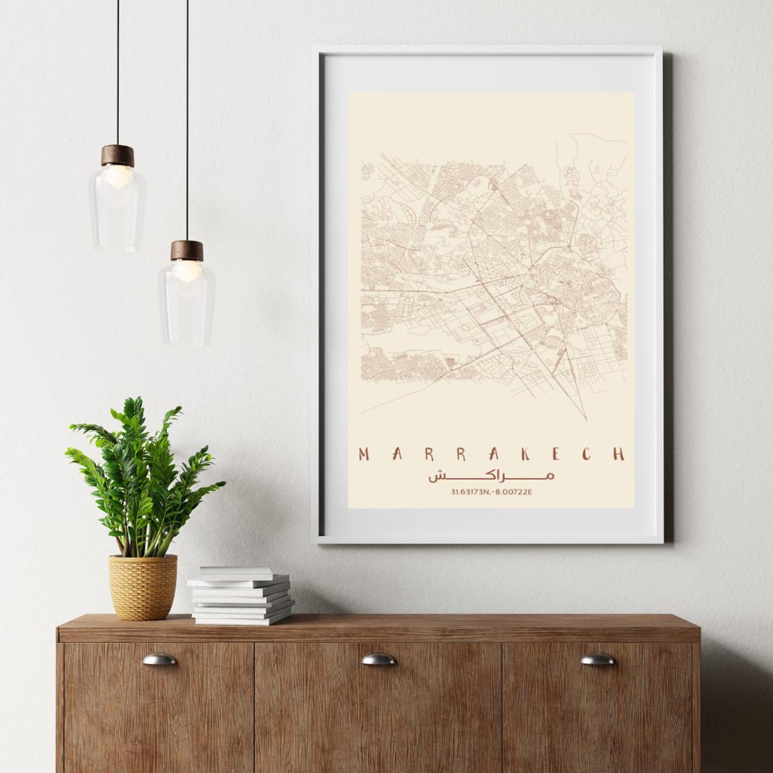 Moroccan City Map Poster Marrakesh, Marrakesh Wall Map, Vintage Maps ...
