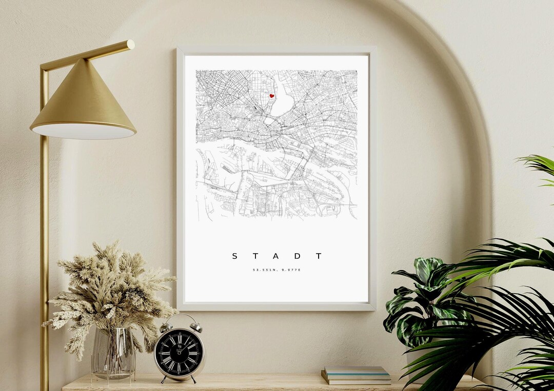 Printable Personalized Digital City Map to Print, Personalized Map ...