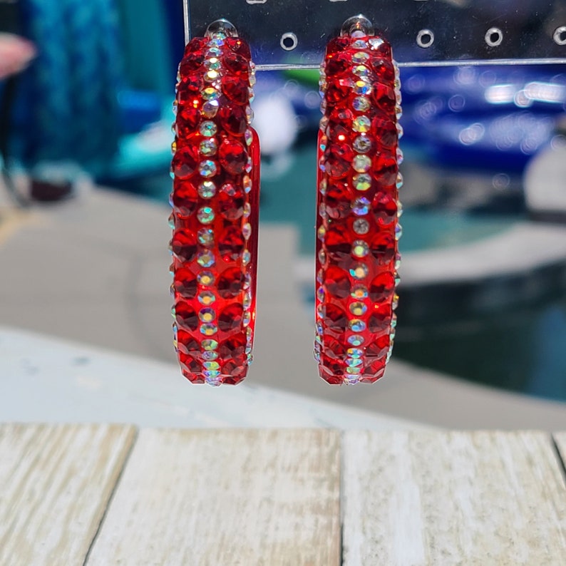 Translucent Red 5 Row Bling Statement Acrylic Lucite Red/ab Rhinestones ...