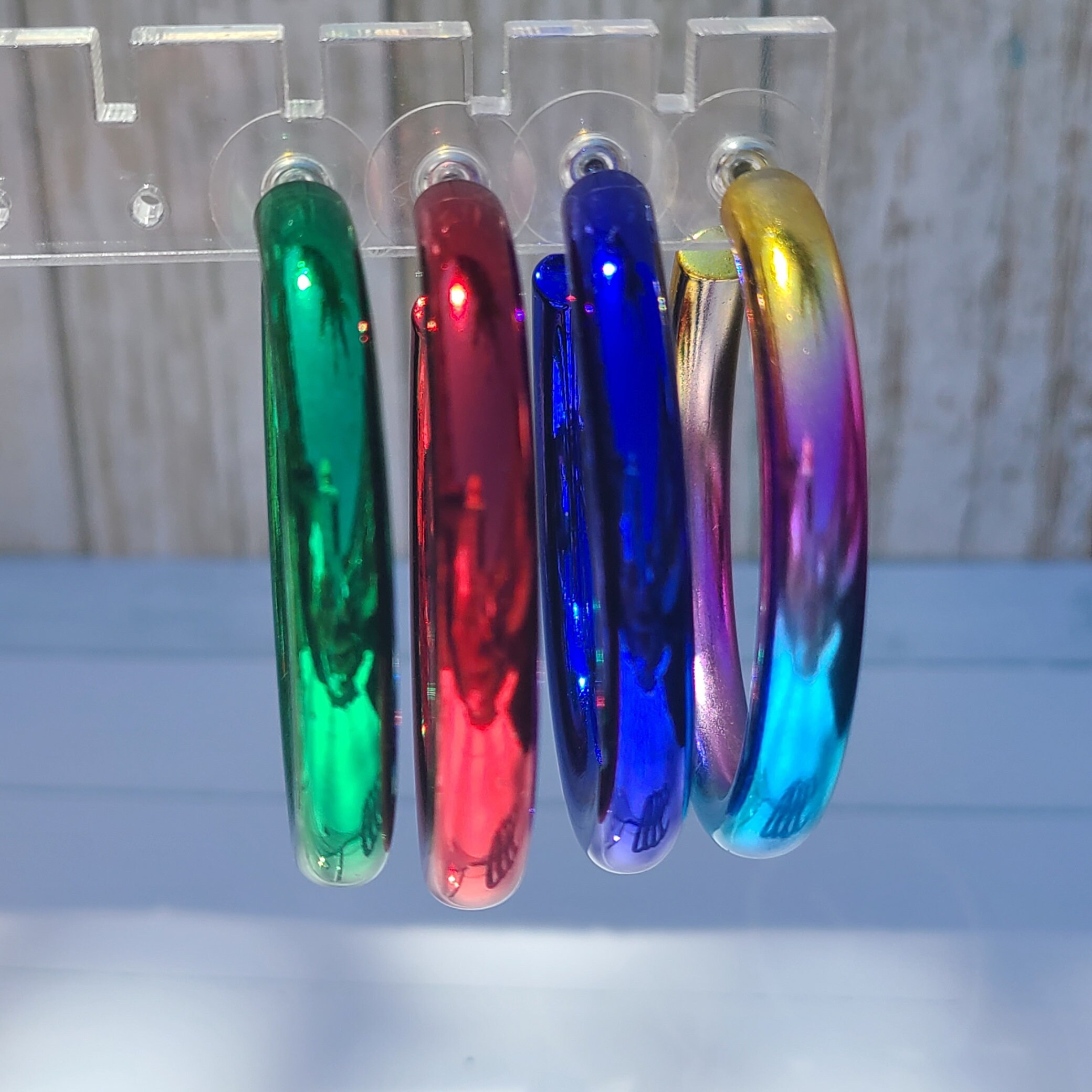 80's Retro Metallic Coating Metal Tube Hoop Earrings - Etsy