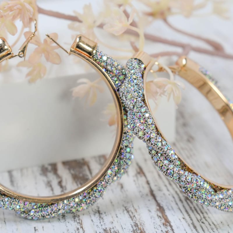 Rhinestone Hoops - Etsy
