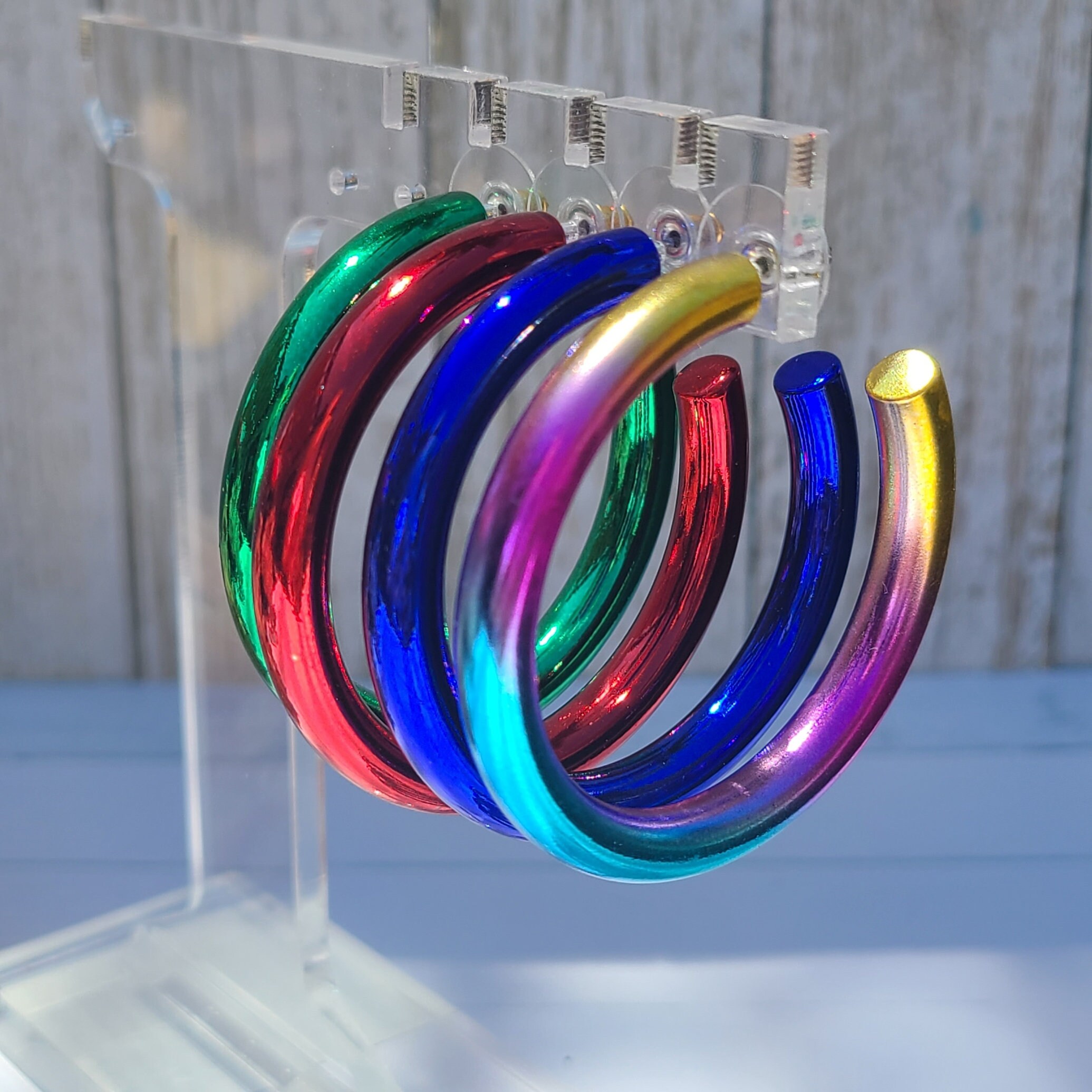80's Retro Metallic Coating Metal Tube Hoop Earrings - Etsy