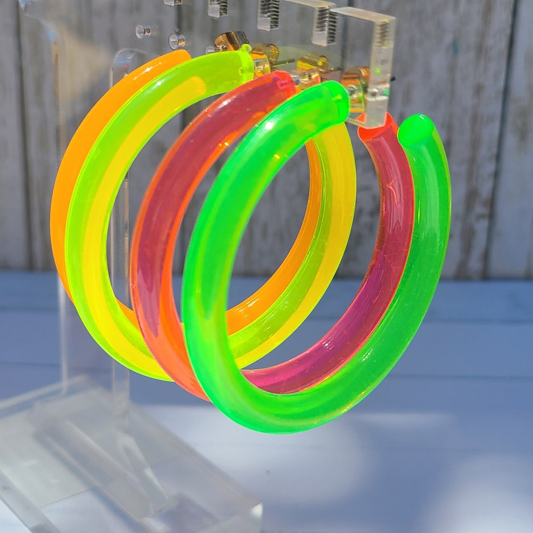 Boho Fashion Statement 80's 70's Retro Bright Neon Translucent Tube ...