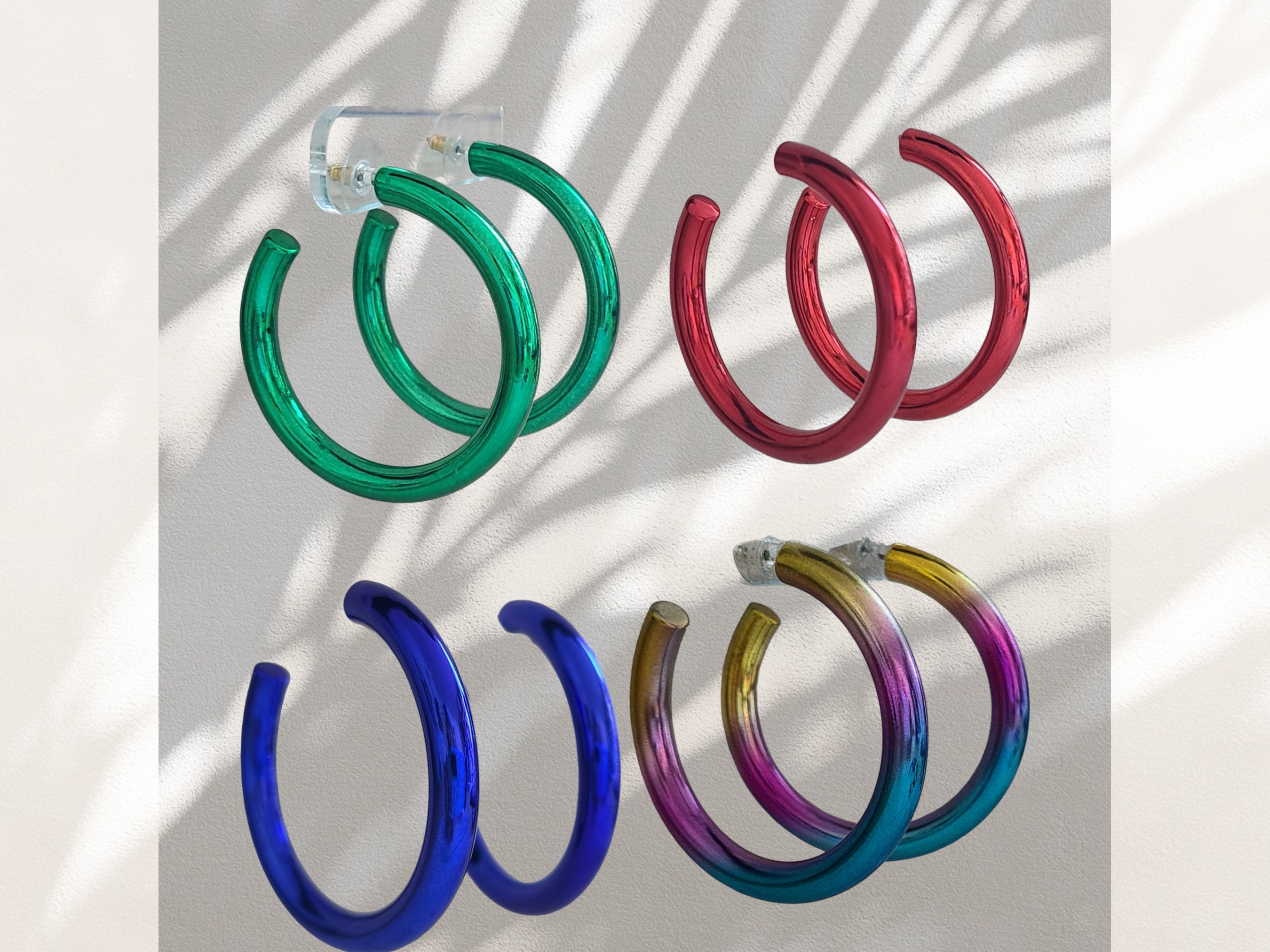 80's Retro Metallic Coating Metal Tube Hoop Earrings - Etsy