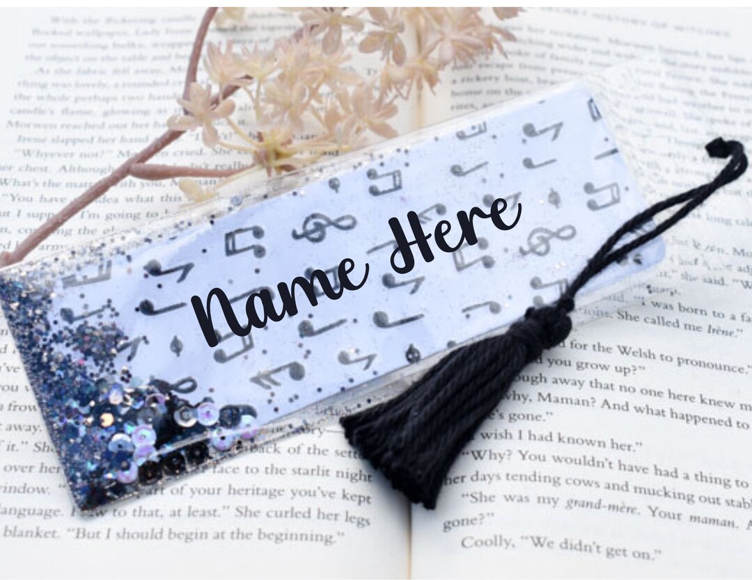 Musical Note Print Theme Glitter & Sequin Shaker Bookmark Book Lovers ...