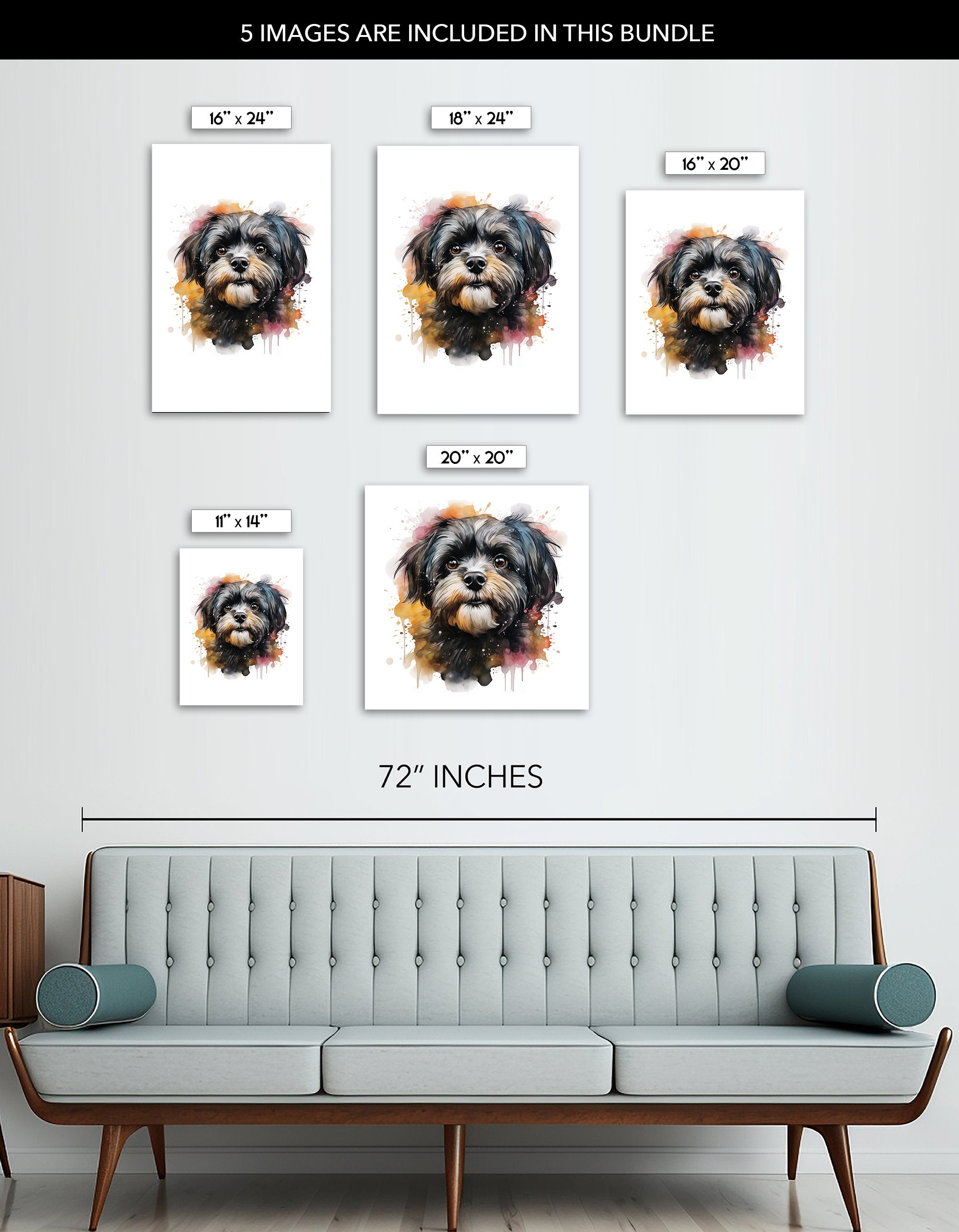 Shih Tzu Watercolour, Art Bundle, 5 Images Included, Shih Tzu Portrait ...