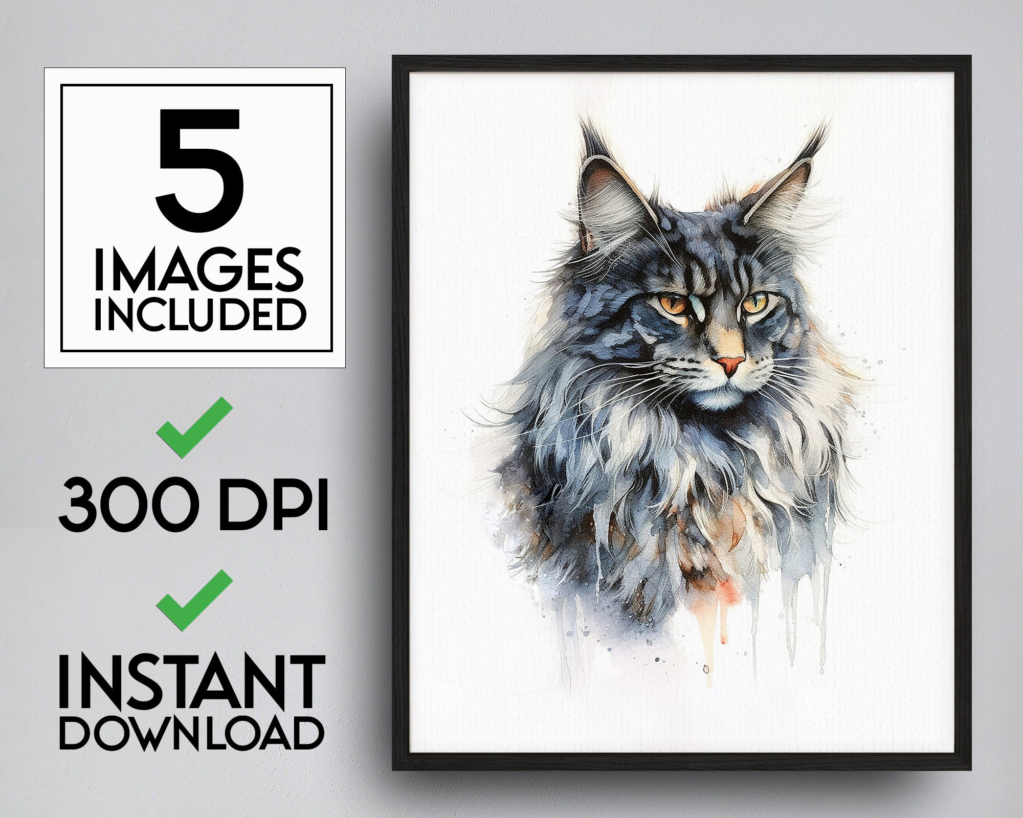 Maine Coon Cat, Maine Coon Watercolour, Maine Coon Art, Maine Coon ...