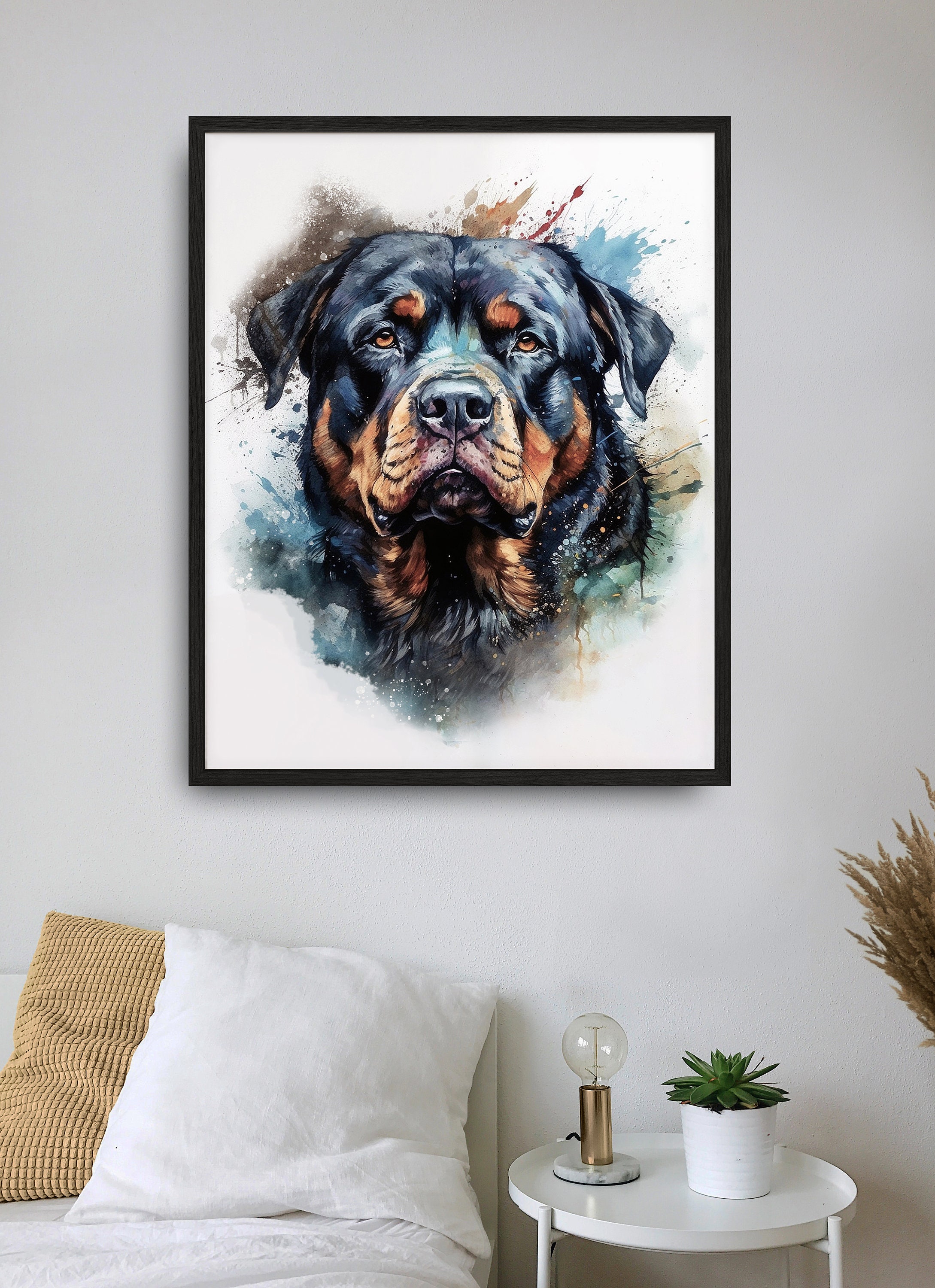 Rottweiler Watercolour, Rottweiler Art, Rottweiler Print, Rottweilers ...