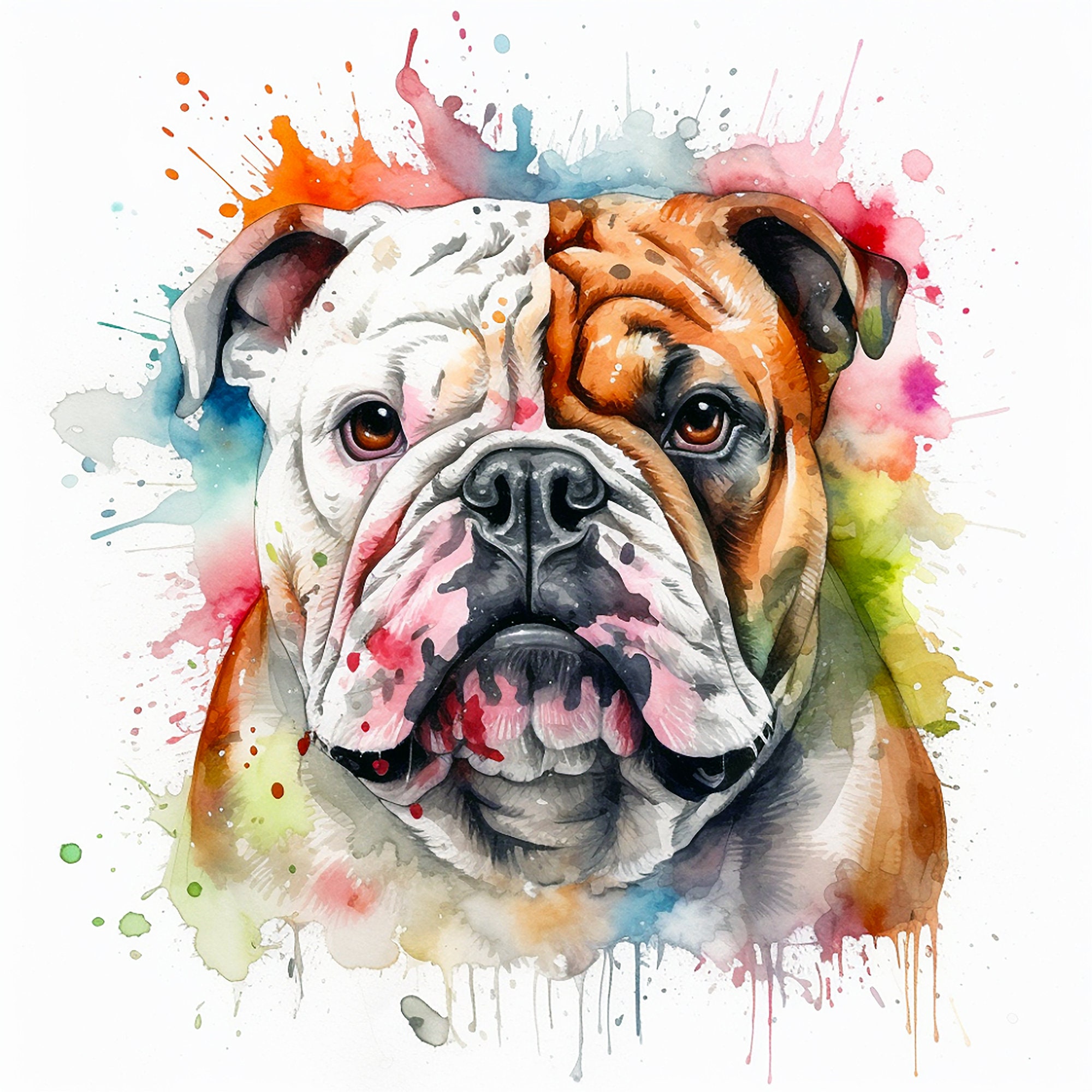 Bulldog Watercolour, Bulldog Art, Bulldog Print, Bulldog Portrait ...