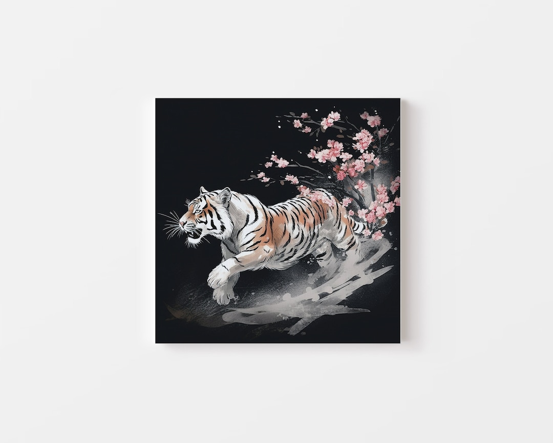 Cherry Blossom Tiger, Asian Tiger Art, Tiger Art, Tiger Poster, Tiger ...