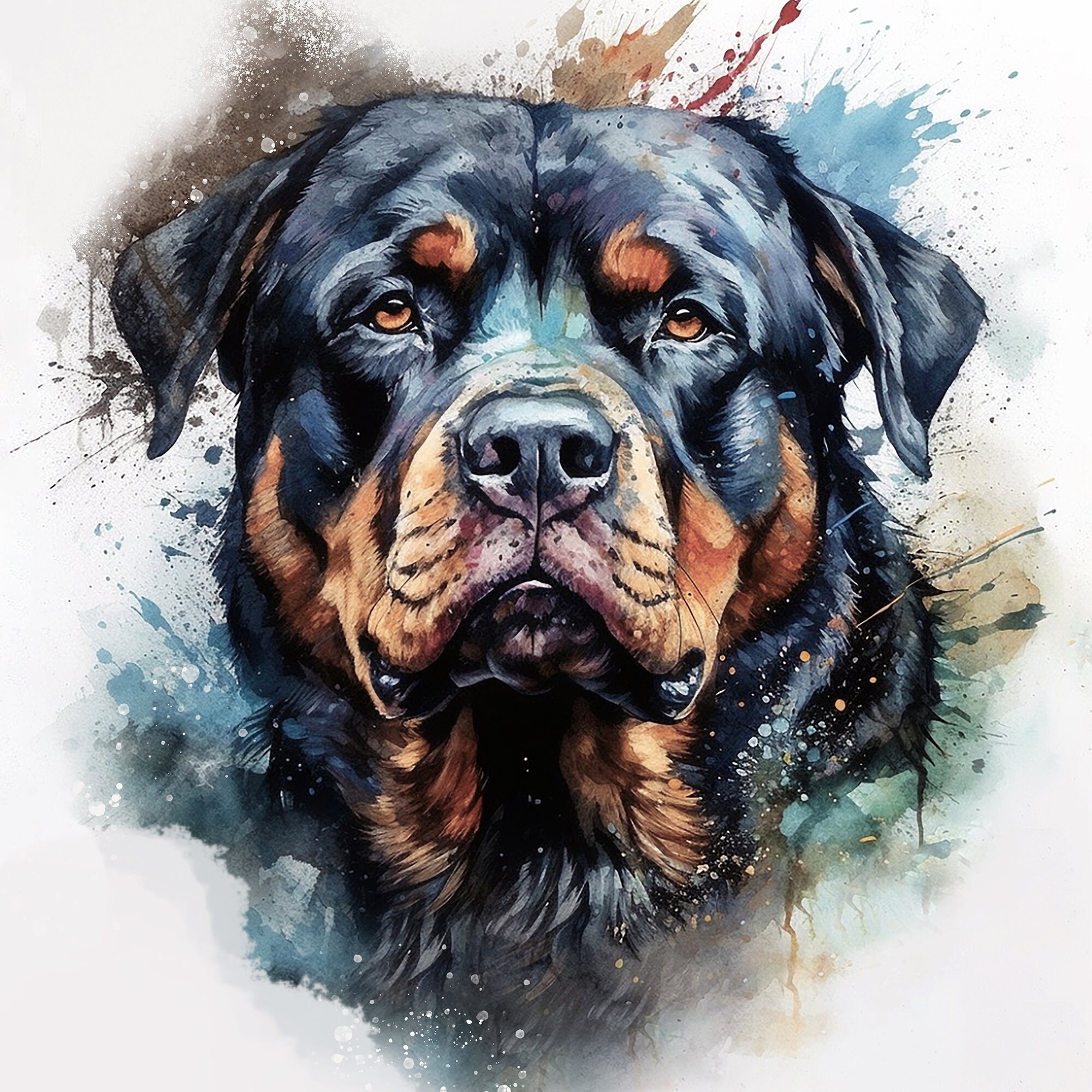 Rottweiler Watercolour, Rottweiler Art, Rottweiler Print, Rottweilers ...