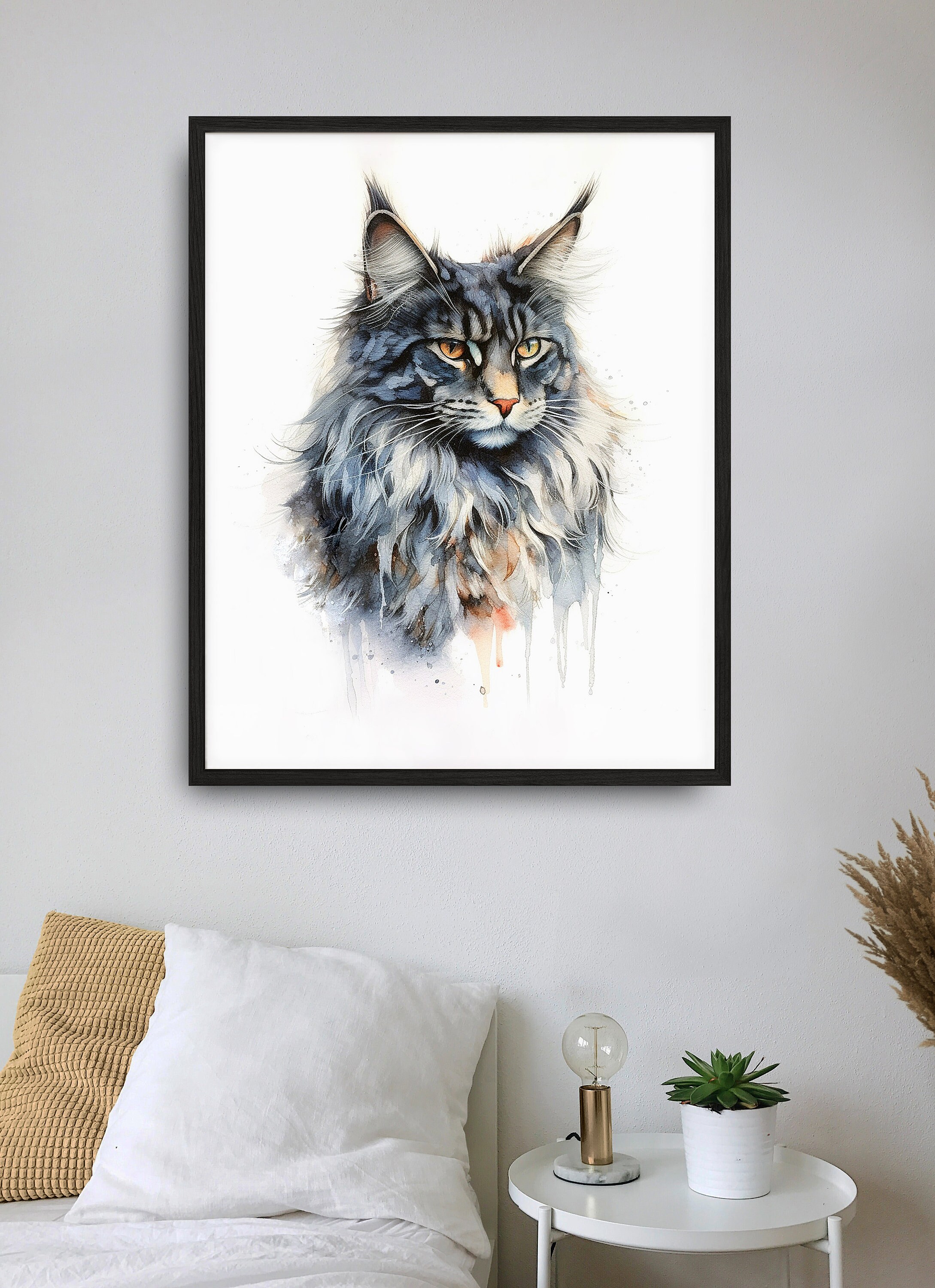 Maine Coon Cat, Maine Coon Watercolour, Maine Coon Art, Maine Coon ...