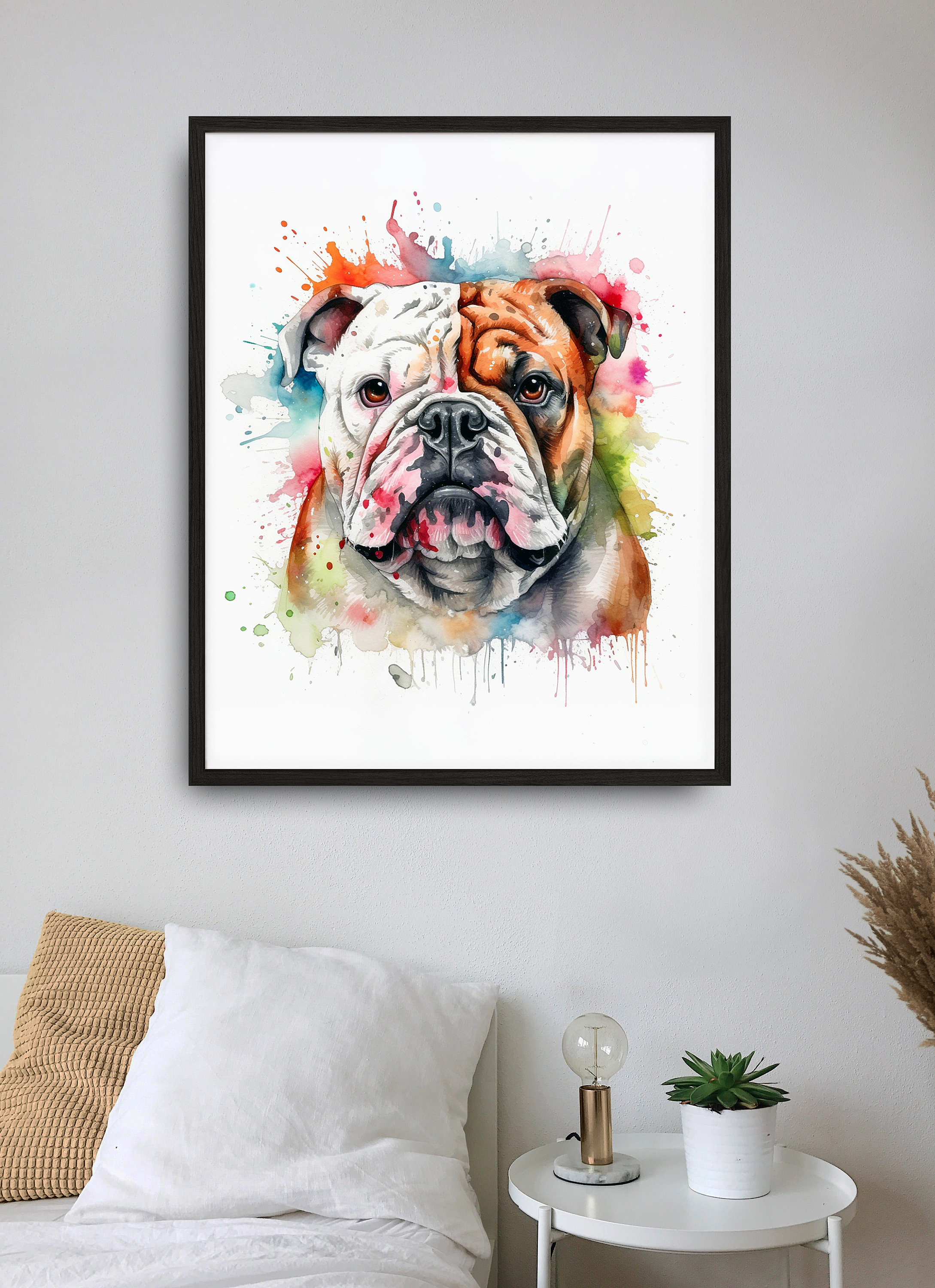 Bulldog Watercolour, Bulldog Art, Bulldog Print, Bulldog Portrait ...