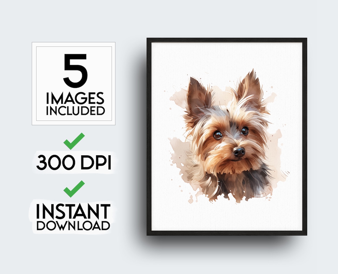 Yorkshire Terrier Watercolour, Art Bundle, Yorkshire Terrier Portrait ...
