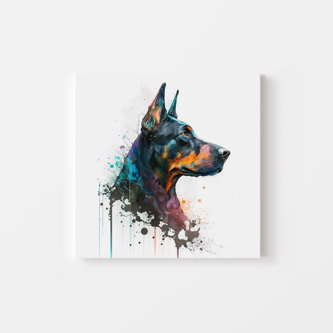 Doberman Watercolour Print, Doberman Watercolour, Doberman Print ...