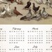 Year-at-a-glance Pigeon Art 2024 Wall Calendar. Vintage Desk Calendar ...