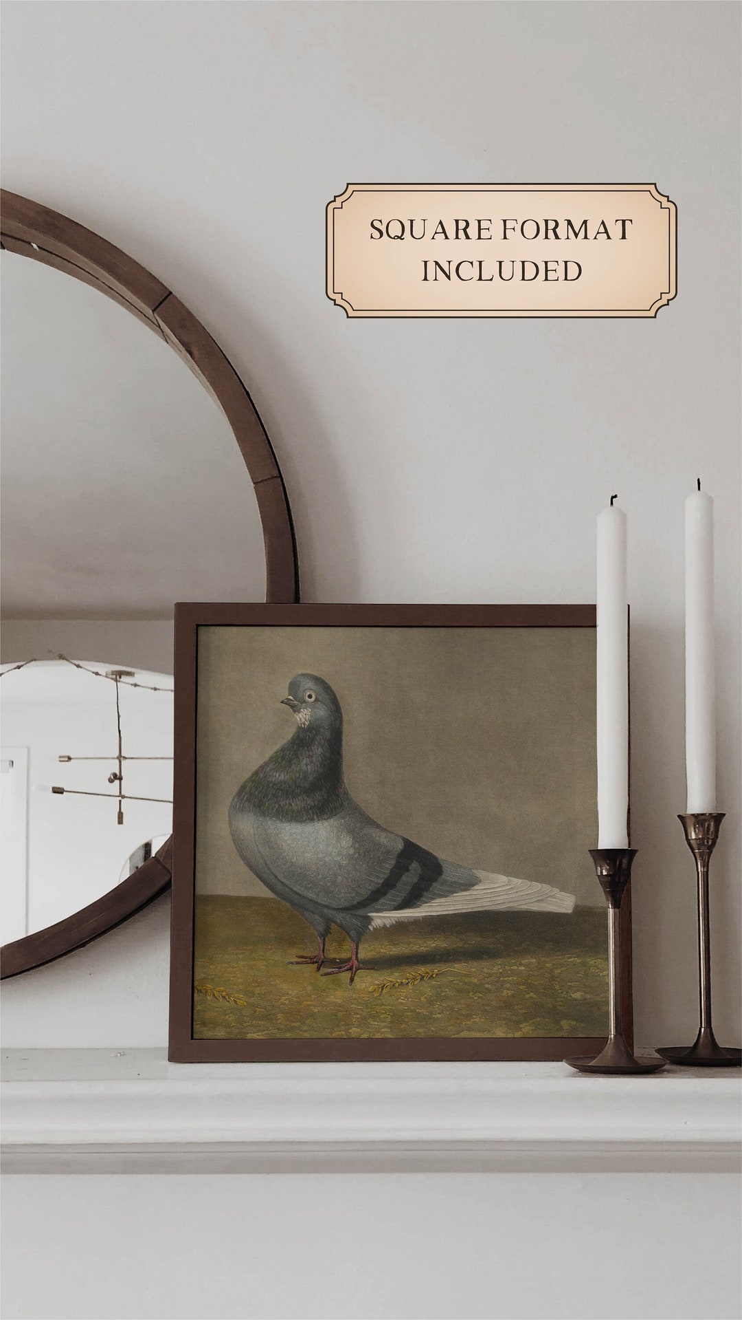 Pigeon Print Vintage Gothic Decor. Funny Dark Academia Pigeon Art Print ...