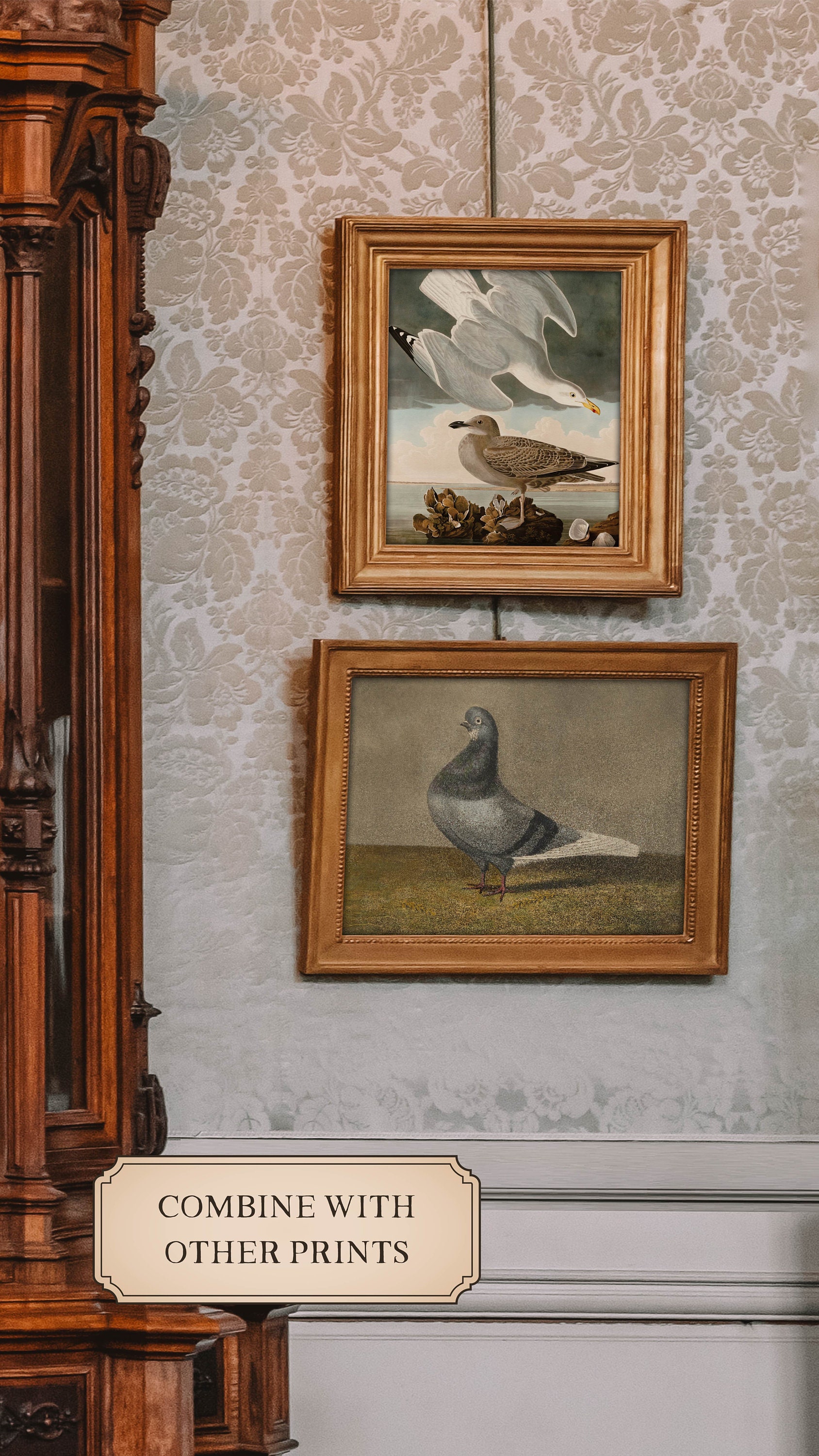 Pigeon Print Vintage Gothic Decor. Funny Dark Academia Pigeon Art Print ...