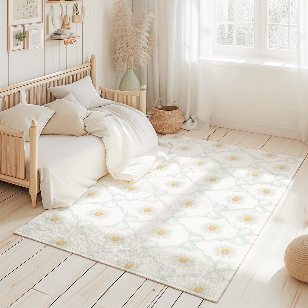 Coquette Daisy Area Rug for Girl Bedroom Decor Nursery Daisy Theme Rug ...