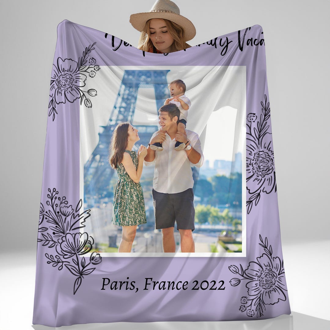 Personalized Family Photo Blanket Souvenir Gift for Family Vacation ...