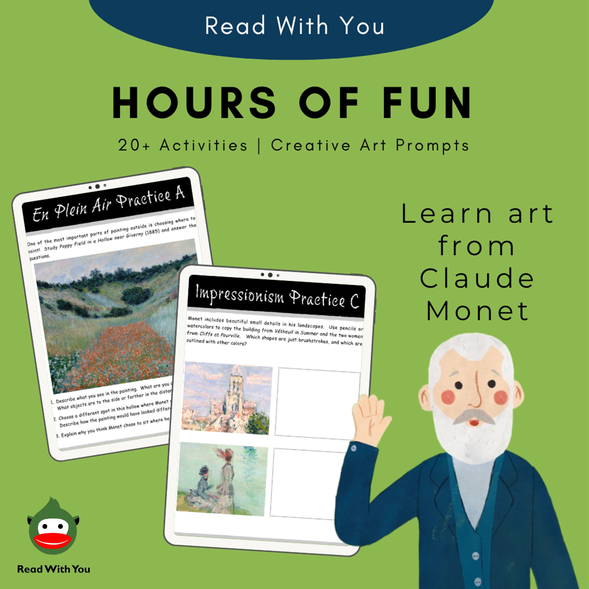 Claude Monet Art Exploration Kit: Lesson Plans & Printables (PDF ...