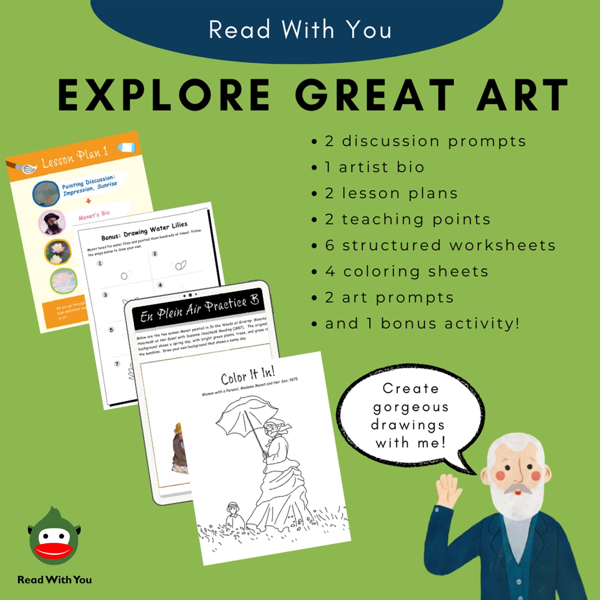Claude Monet Art Exploration Kit: Lesson Plans & Printables (PDF ...