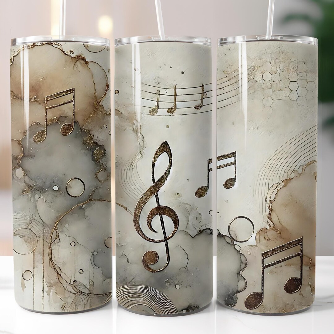 Boho Musical Notes, Alcohol Ink, 20oz Skinny Tumbler Sublimation Design ...