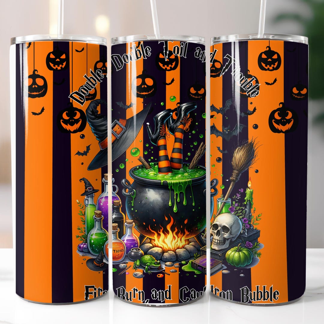 Witch, Black Cauldron, Halloween, 20oz Skinny Tumbler Sublimation ...