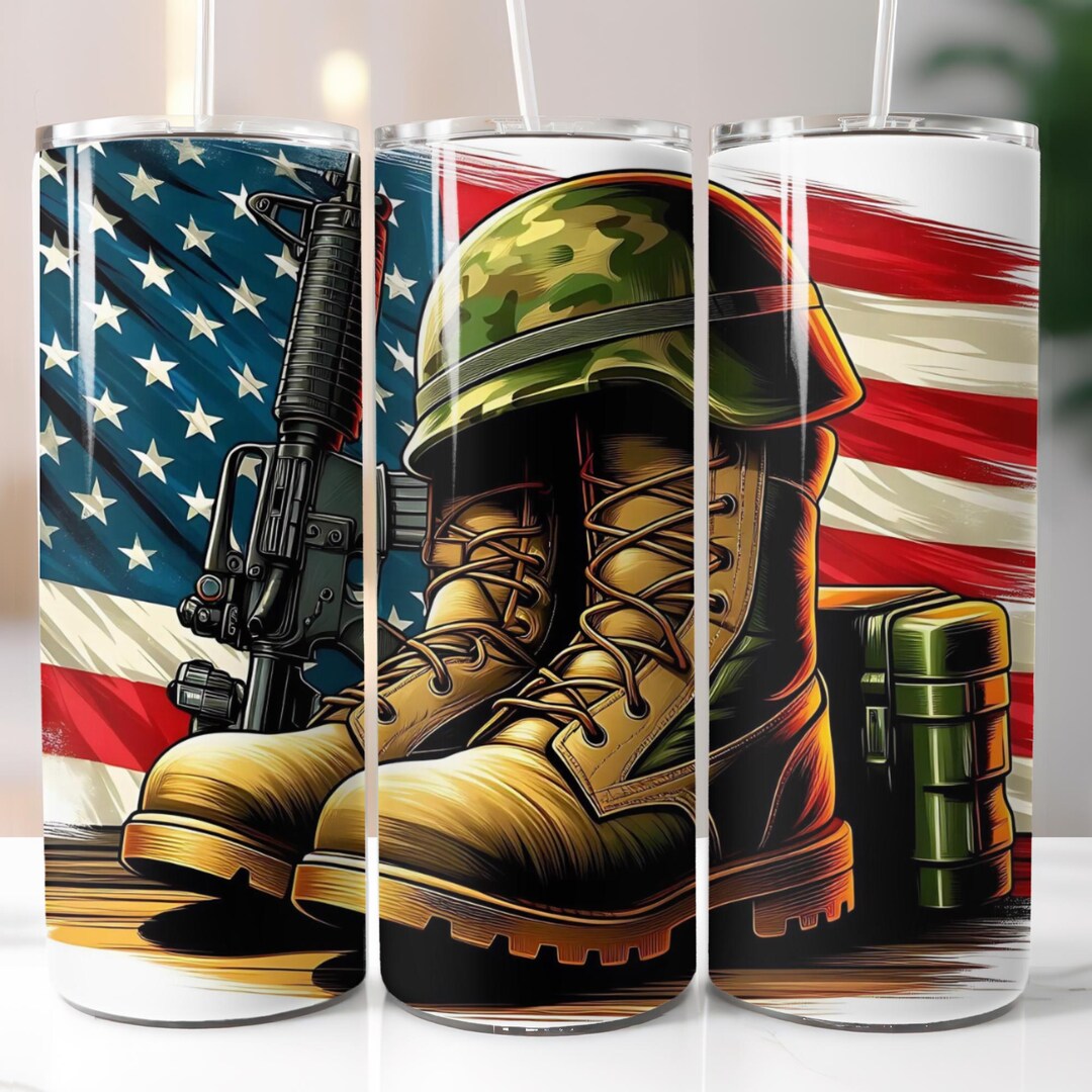 Army, Military, Veteran, American Flag, Patriotic, 20oz Skinny Tumbler ...