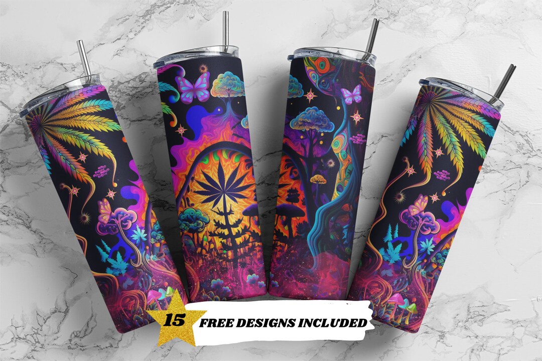 Weed, Cannabis, Neon Tumbler, 20oz Skinny Tumbler, Sublimation Design ...
