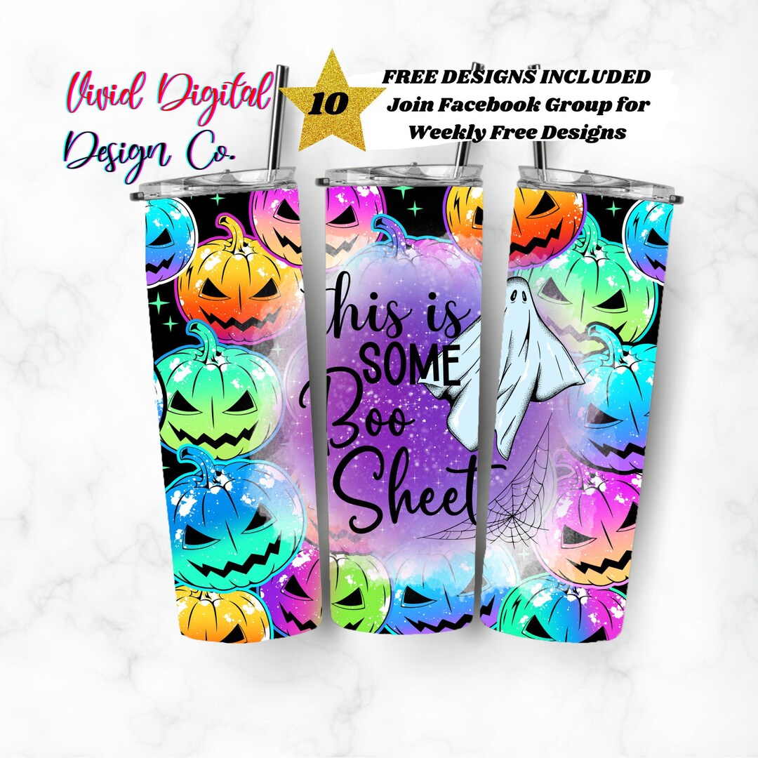 Boo Sheet, Halloween, 20oz Skinny Tumbler, Sublimation Design Templates ...