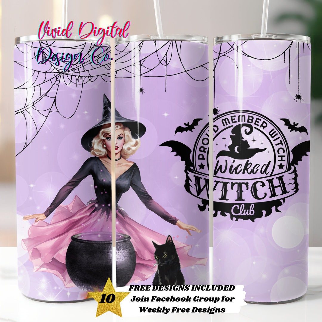 Retro Witch, 20oz Skinny Tumbler, Sublimation Design Templates ...