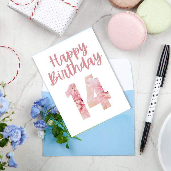 14th Birthday Card Printable - Etsy Ireland