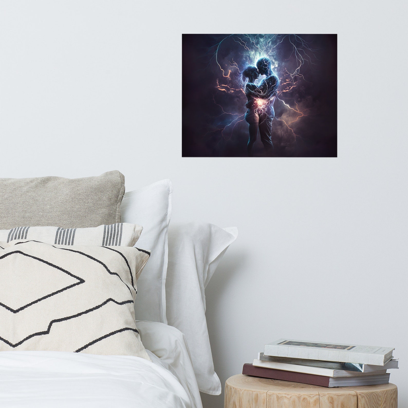 Electric Embrace Romantic Poster - Etsy