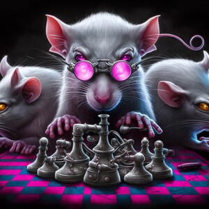 Weirdcore Whimsy: Mice on Chessboards & Time's Illusions - Etsy