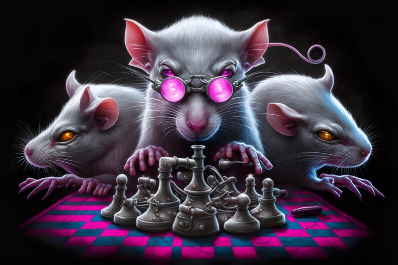 Timeless Tangles: Mice & Chess in a Weirdcore World - Etsy