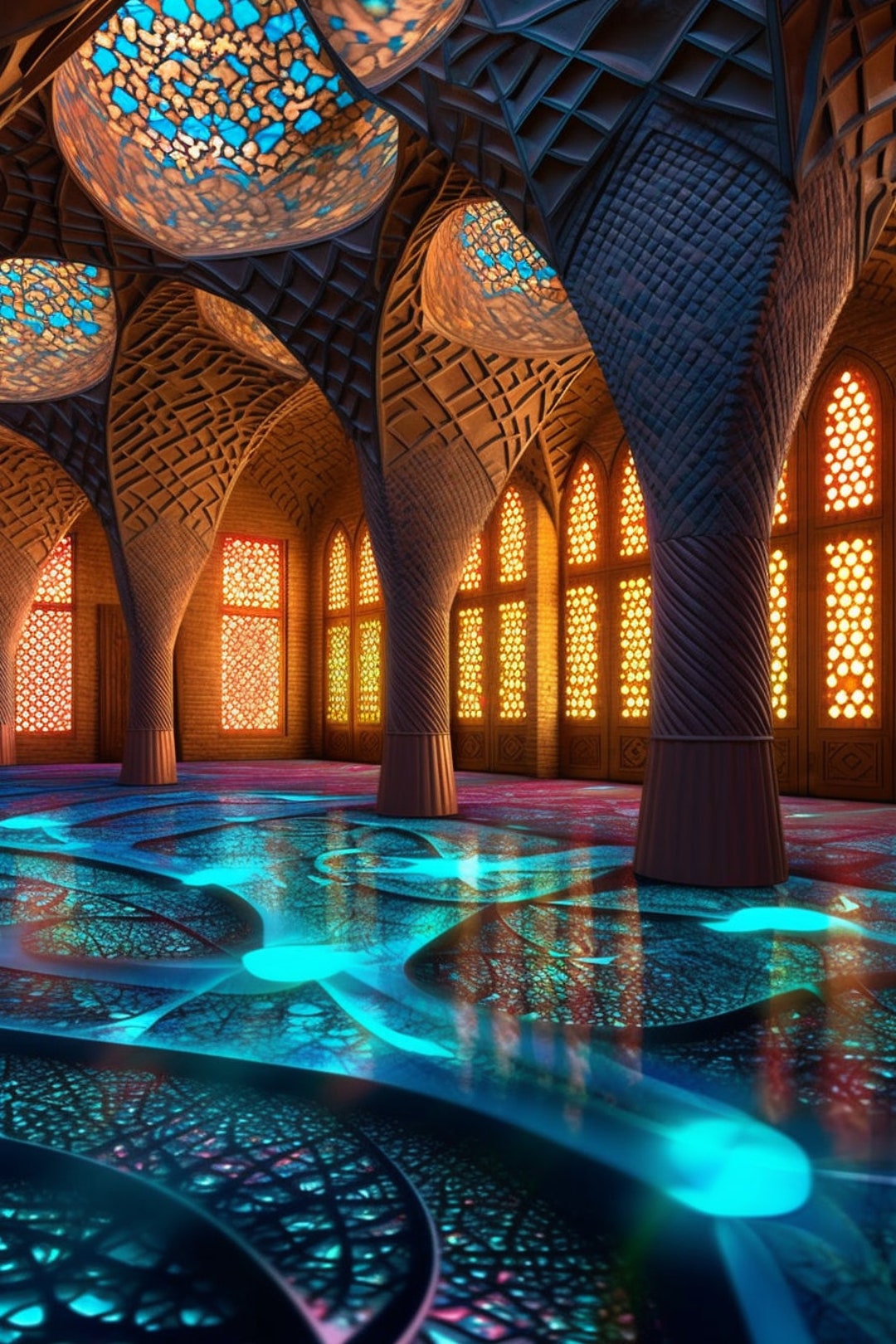 Islamic Wall Art: Modern Interpretation of Traditional Temples, Burnt ...