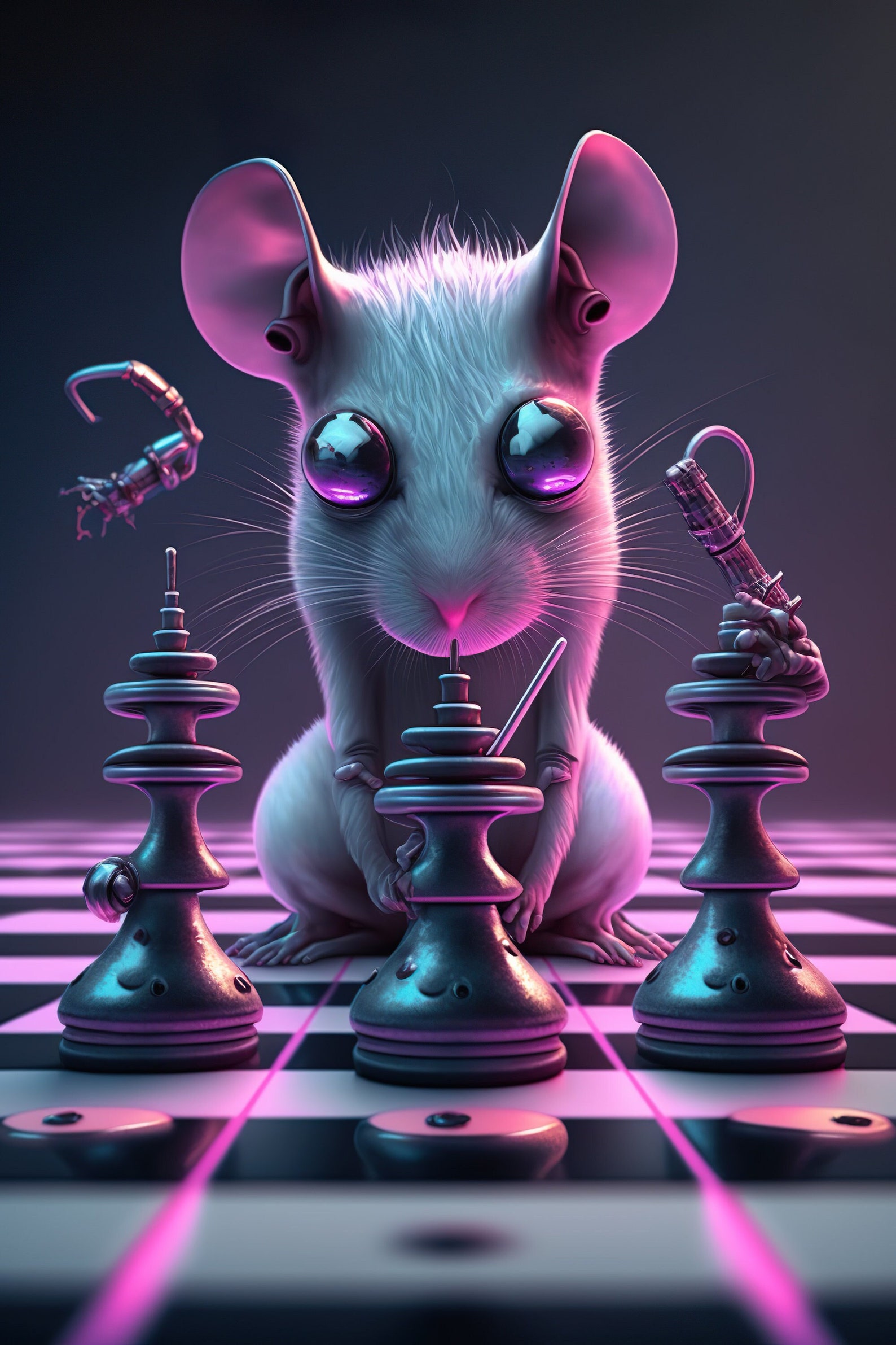 Weirdcore Whimsy: Mice on Chessboards & Time's Illusions - Etsy