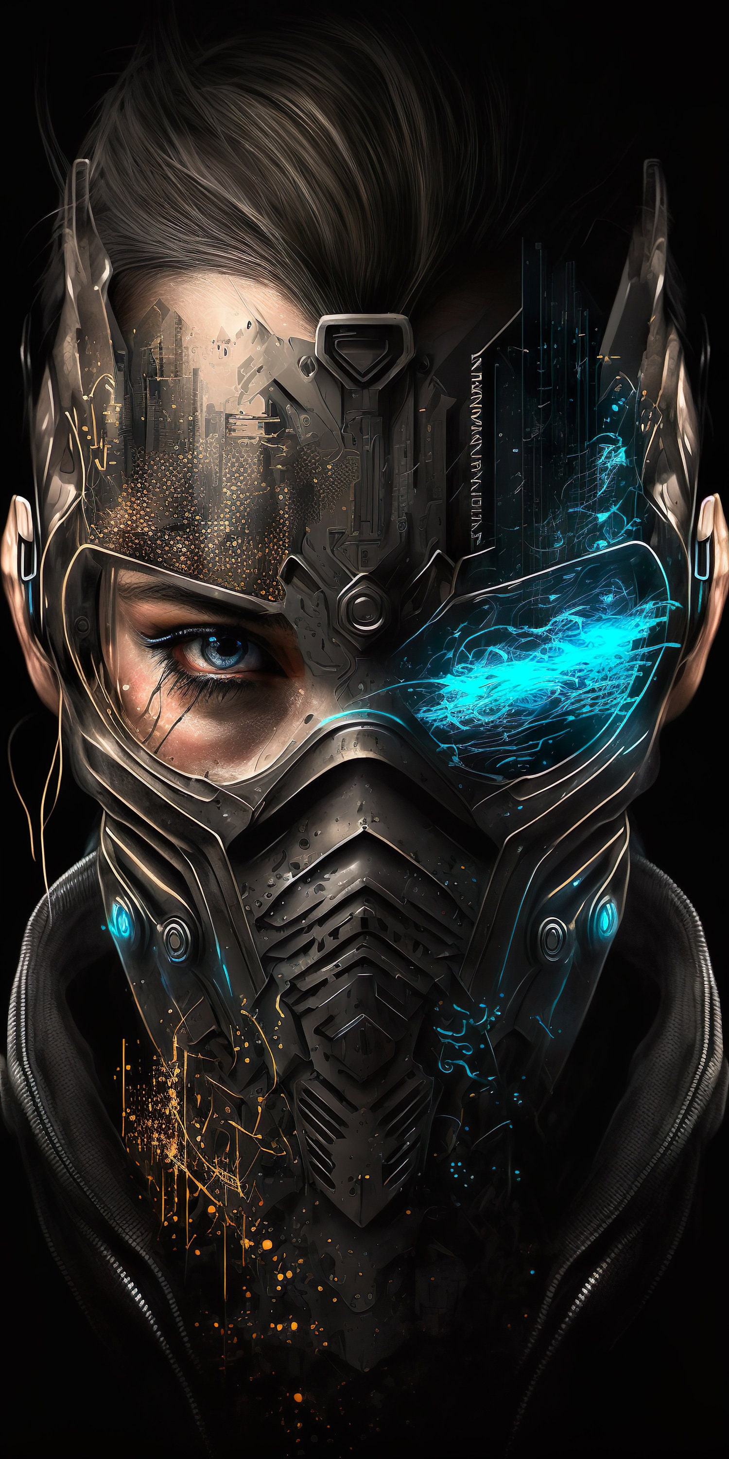 Cyberpunk Mask Digital Art - Etsy
