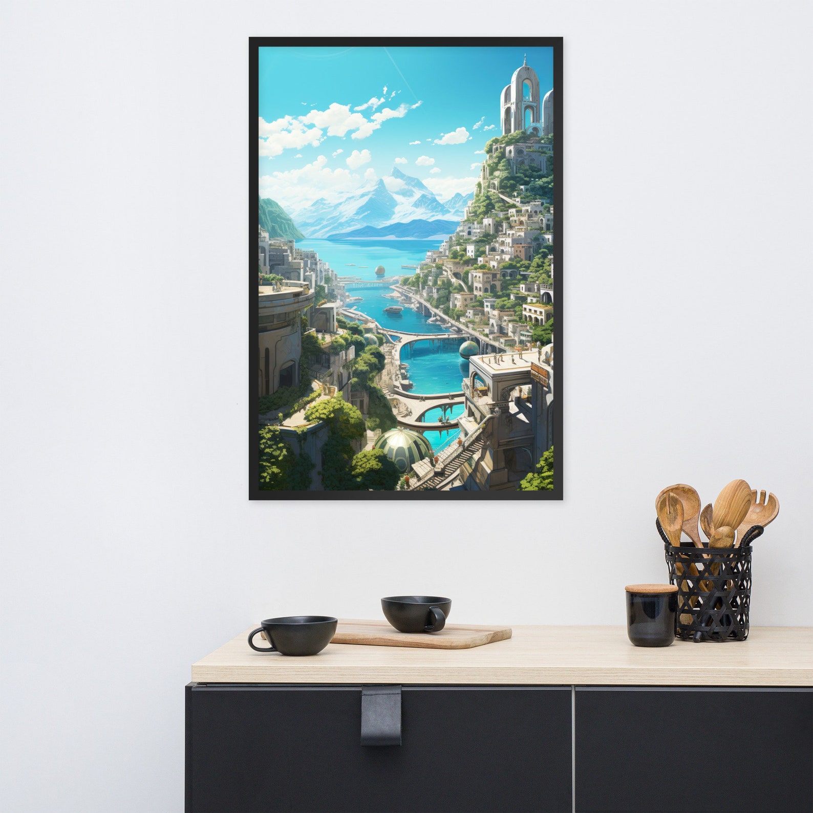 Solarpunk Scene Framed Poster - Etsy