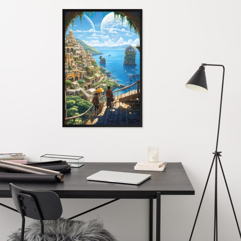 Solarpunk Landscape Framed Poster - Etsy