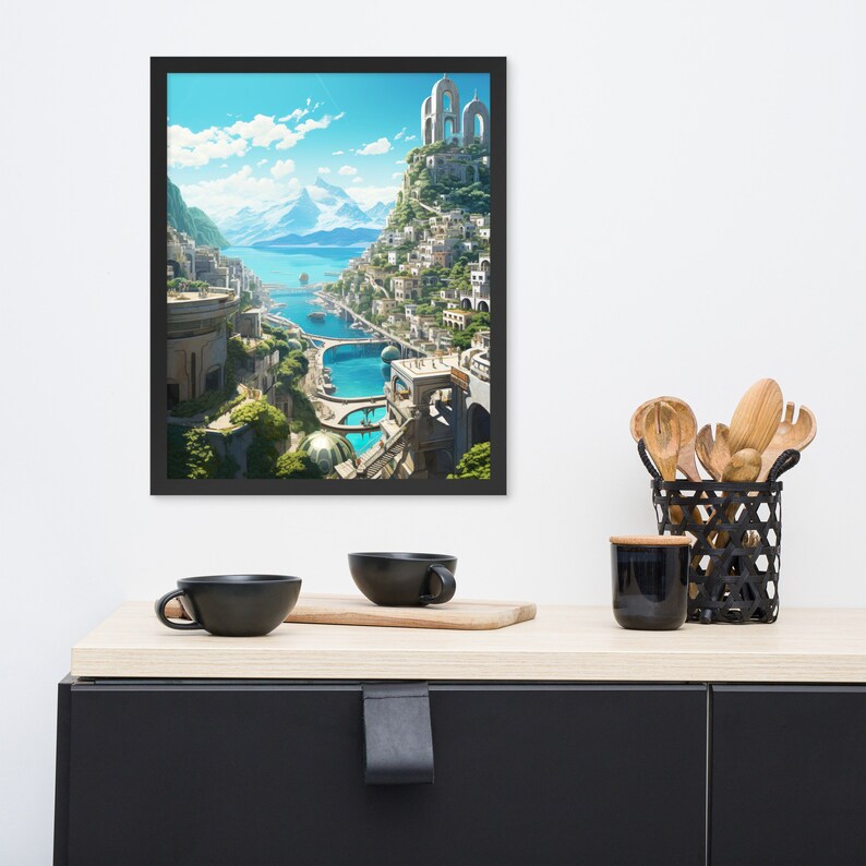 Solarpunk Scene Framed Poster - Etsy