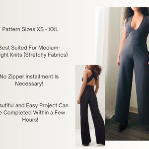 Backless Jumpsuit Sewing Pattern for Beginner Includes 6 Sizes XS-XXL ...