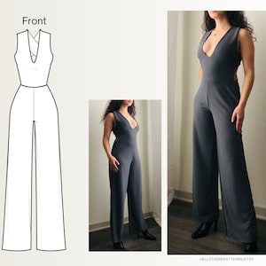 Backless Jumpsuit Sewing Pattern for Beginner Includes 6 Sizes XS-XXL ...