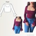 Easy Flared Bell Sleeve Top Sewing Pattern Square Neckline Long Sleeve ...